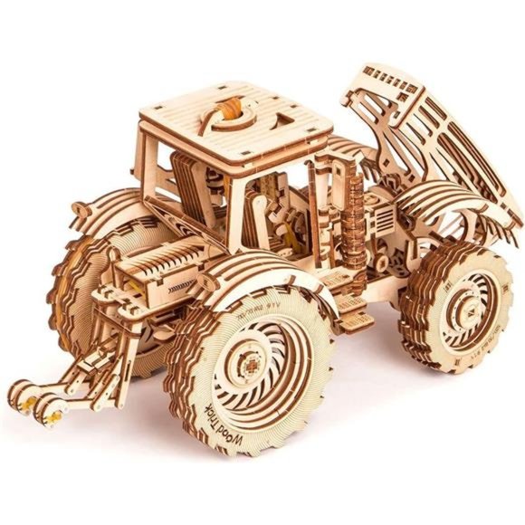 Toys | Wood Trick Wooden Mechanical Tractor Model Kit To Build For ...